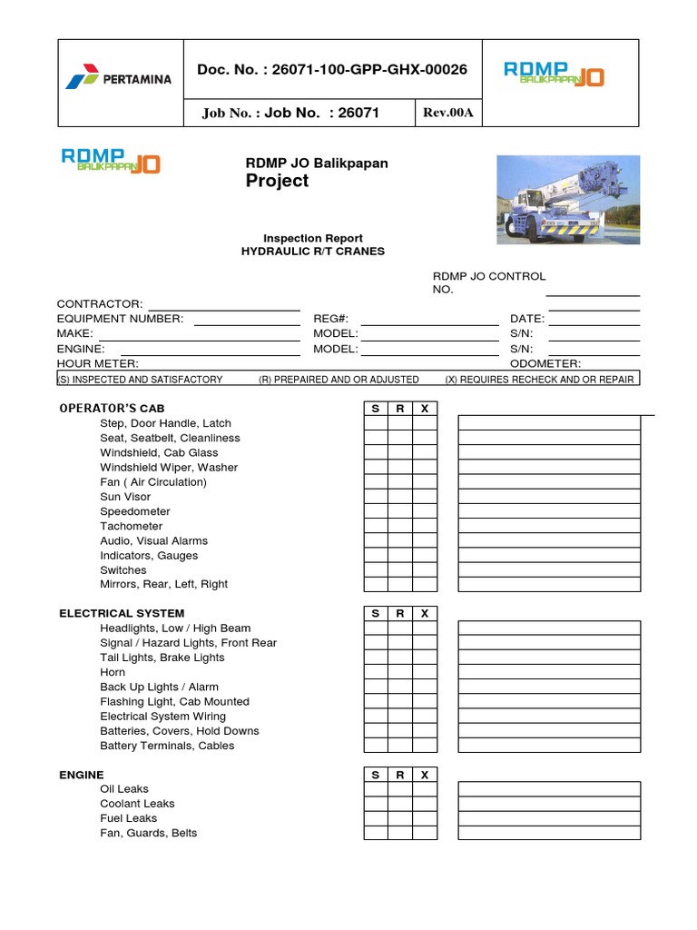 RTC Crane Form | PDF | Steering | Crane (Machine)