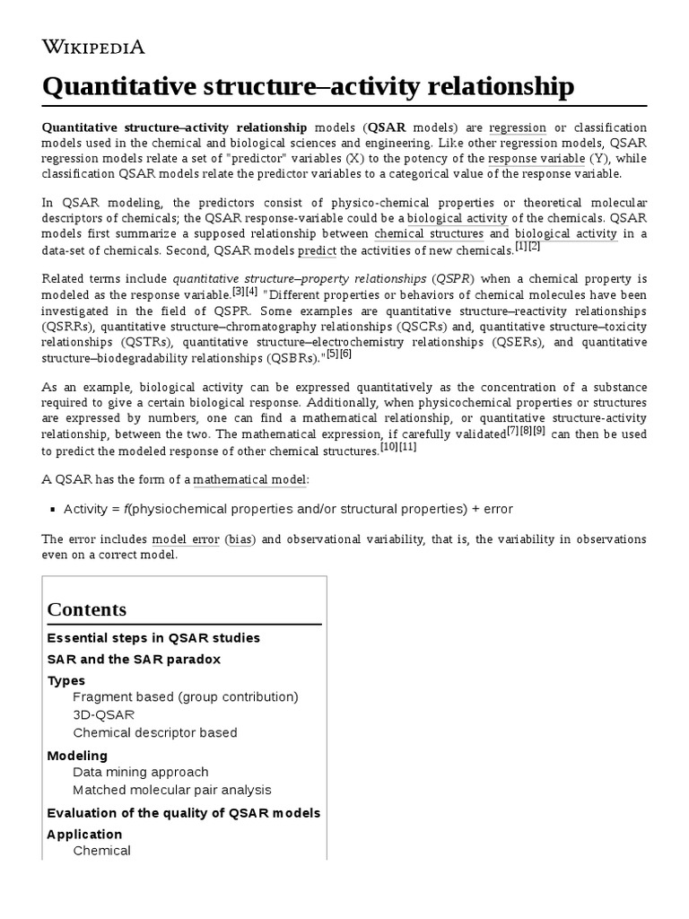 Quantitative Structure-Activity Relationship | PDF | Quantitative ...