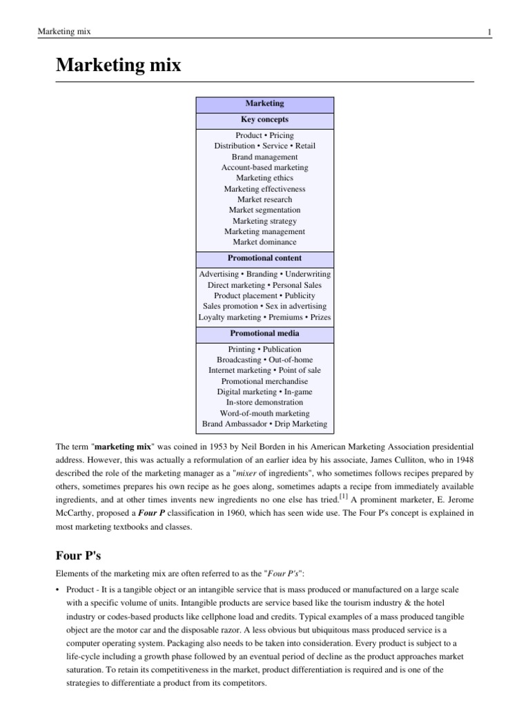 Marketing Mix | PDF | Promotion (Marketing) | Marketing