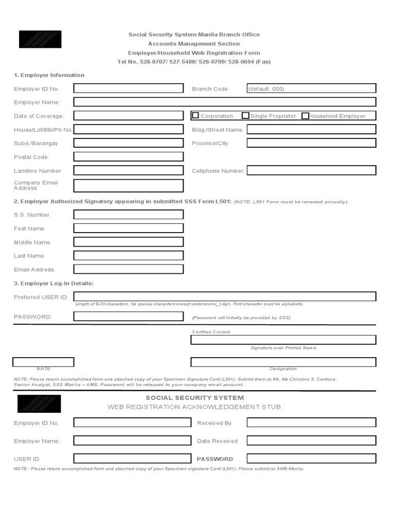 Web Registration Acknowledgement Stub: Social Security System | PDF ...