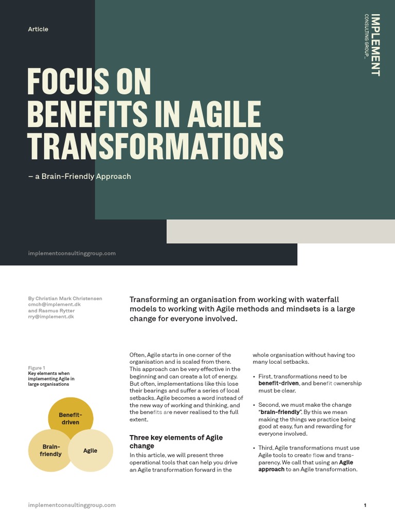 Focus On Benefits in Agile Transformations: - A Brain-Friendly Approach ...