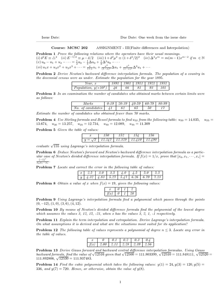 Assignment 3 | Descargar gratis PDF | Interpolation | Finite Difference