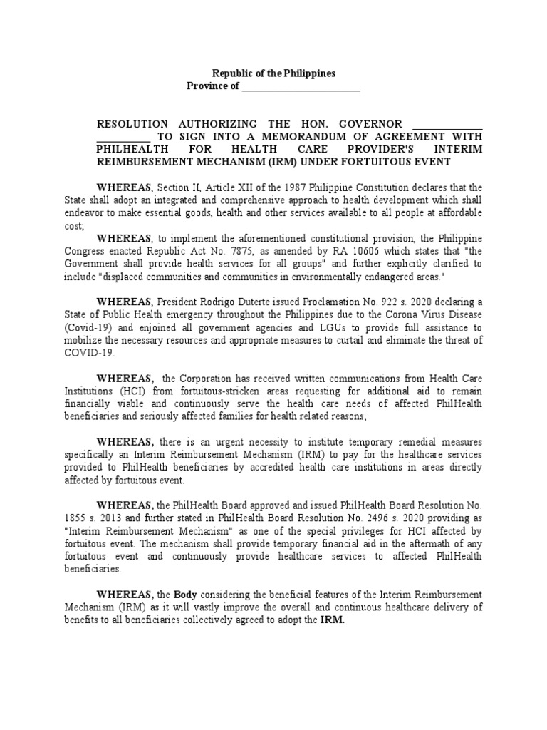 Final Resolution-Authorizing Lgu To Sign Moa | PDF | Health Economics ...