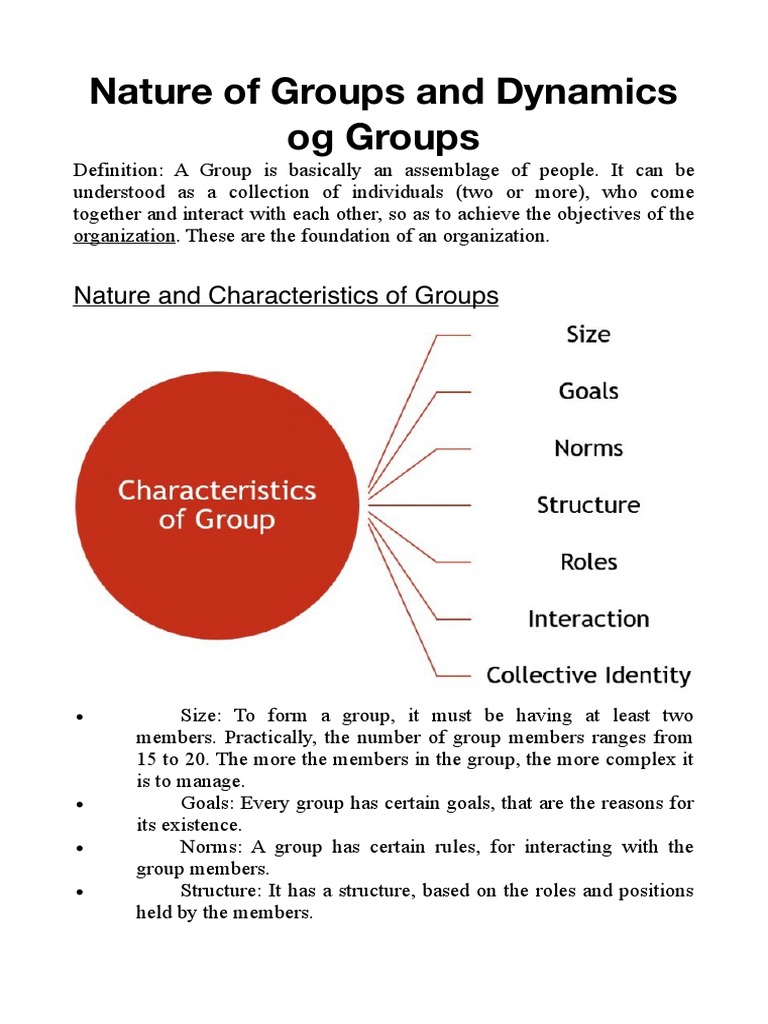 Nature and Dynamics of Groups | PDF | Goal | Behavior