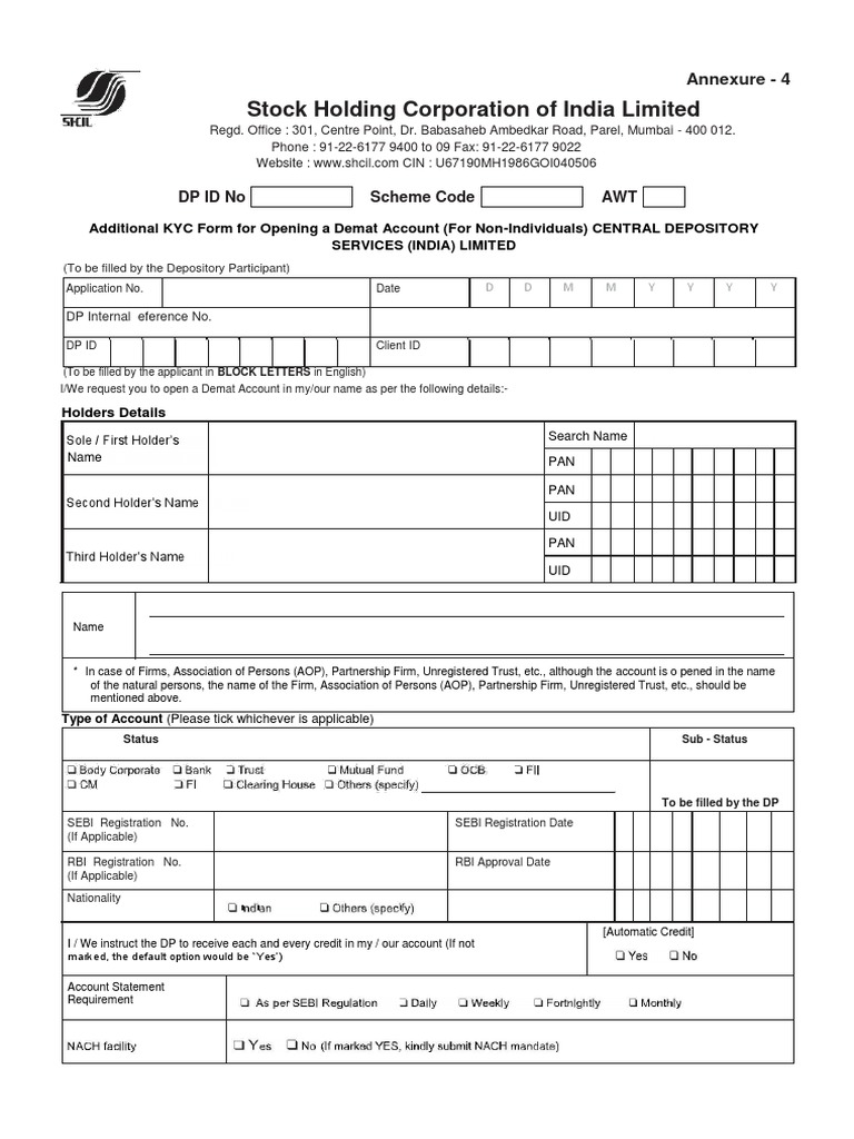 Account Opening Form For Non-Individual | PDF | Government | Justice
