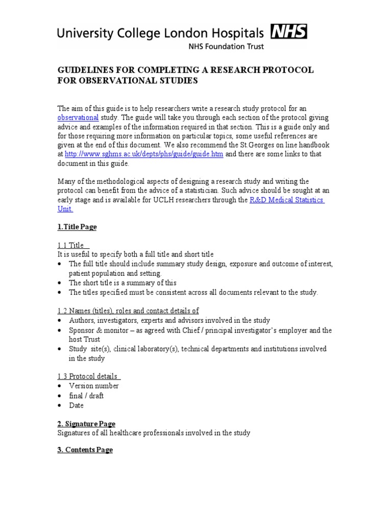 Observational Study Protocol Guidelines | PDF
