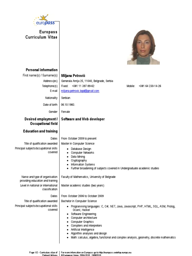 Miljana Petrovic CVEng | PDF | Computer Science | Teaching Mathematics