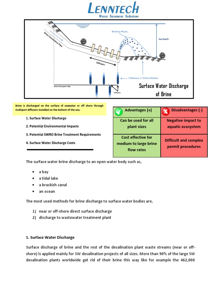 Surface Water Brine Discharge Methods | PDF | Desalination | Aquatic ...