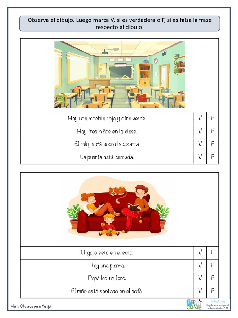 Comprension Lectora Verdadero Falso Dibujos | PDF