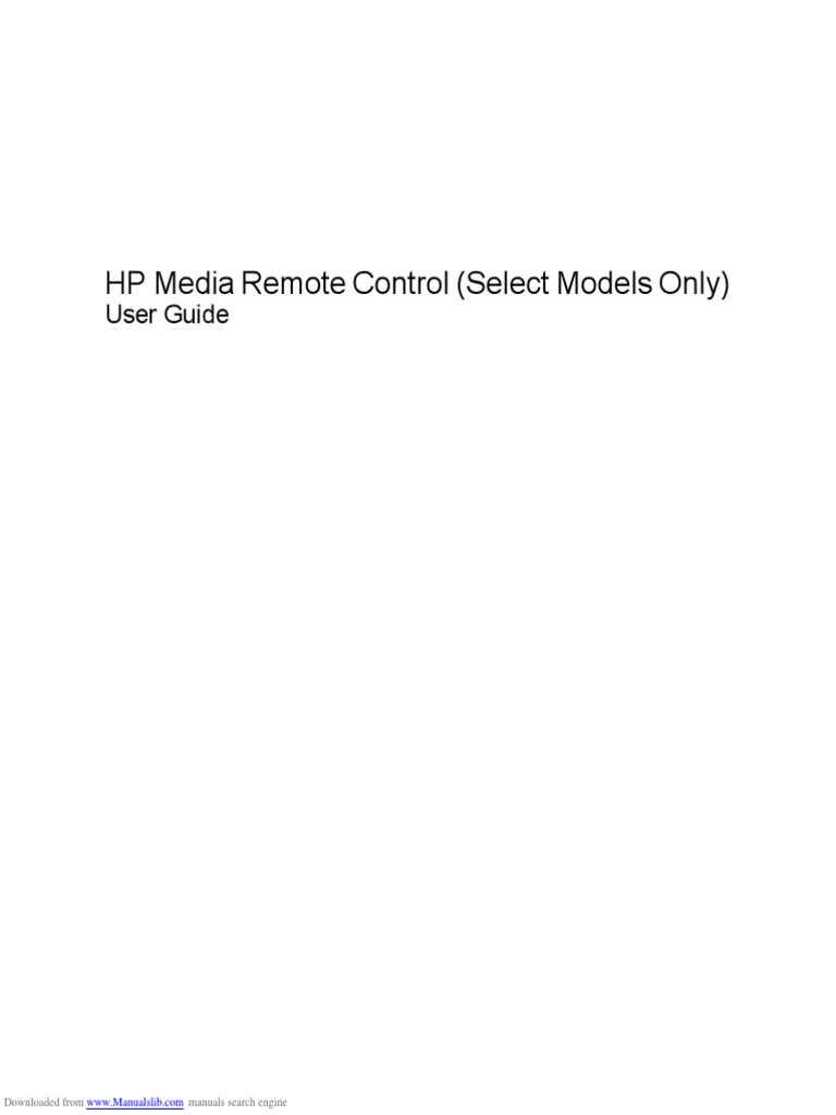 HP Media Remote Control (Select Models Only) : User Guide | Download ...