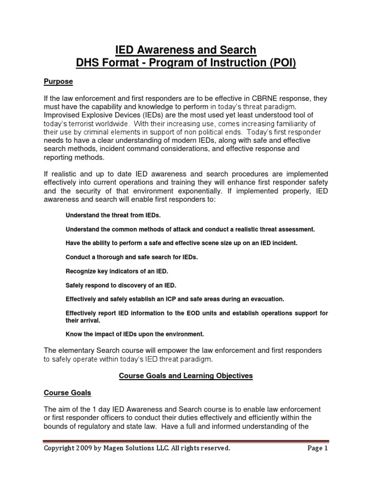 IED Awareness and Search | PDF | Improvised Explosive Device | Incident ...