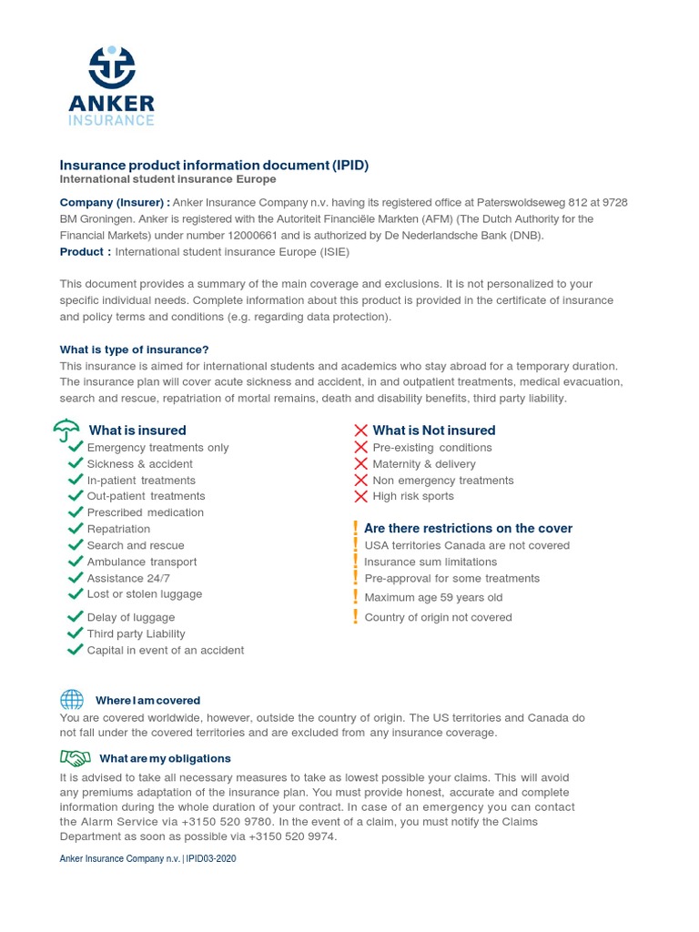 Isie Ipid 032020 | PDF | Insurance | Credit
