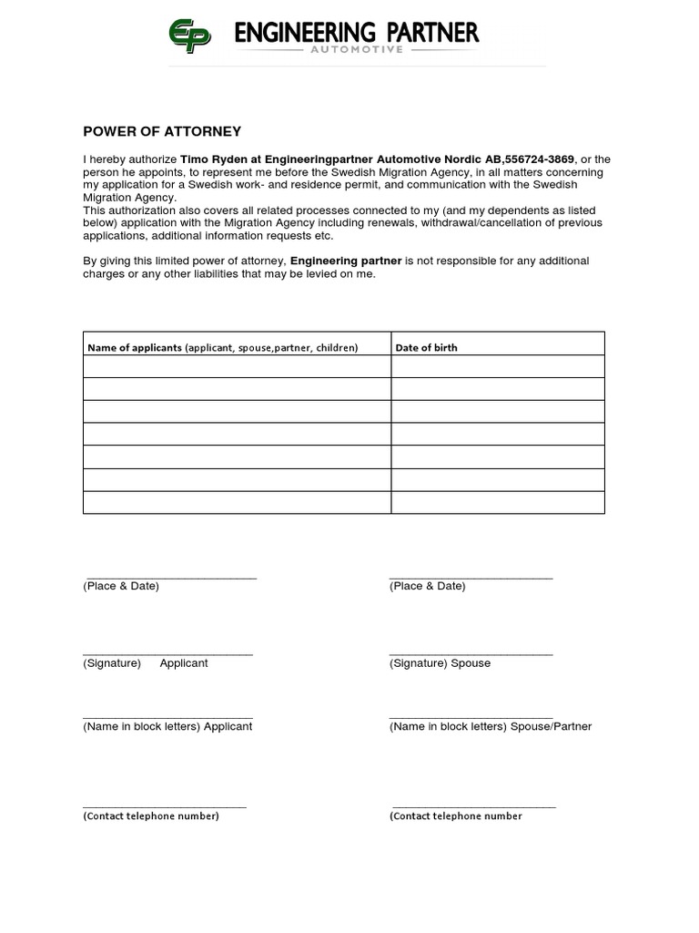 824B Template Power of Attorney | PDF | Business | Finance & Money ...