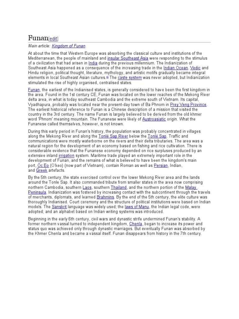 Early SE Asian Kingdom of Funan and its Indianization | PDF | Cambodia ...