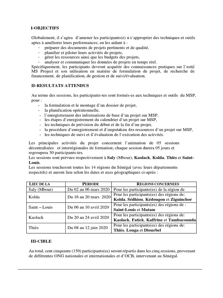 TDR Formation MS PROJECT | PDF | Planification | Science