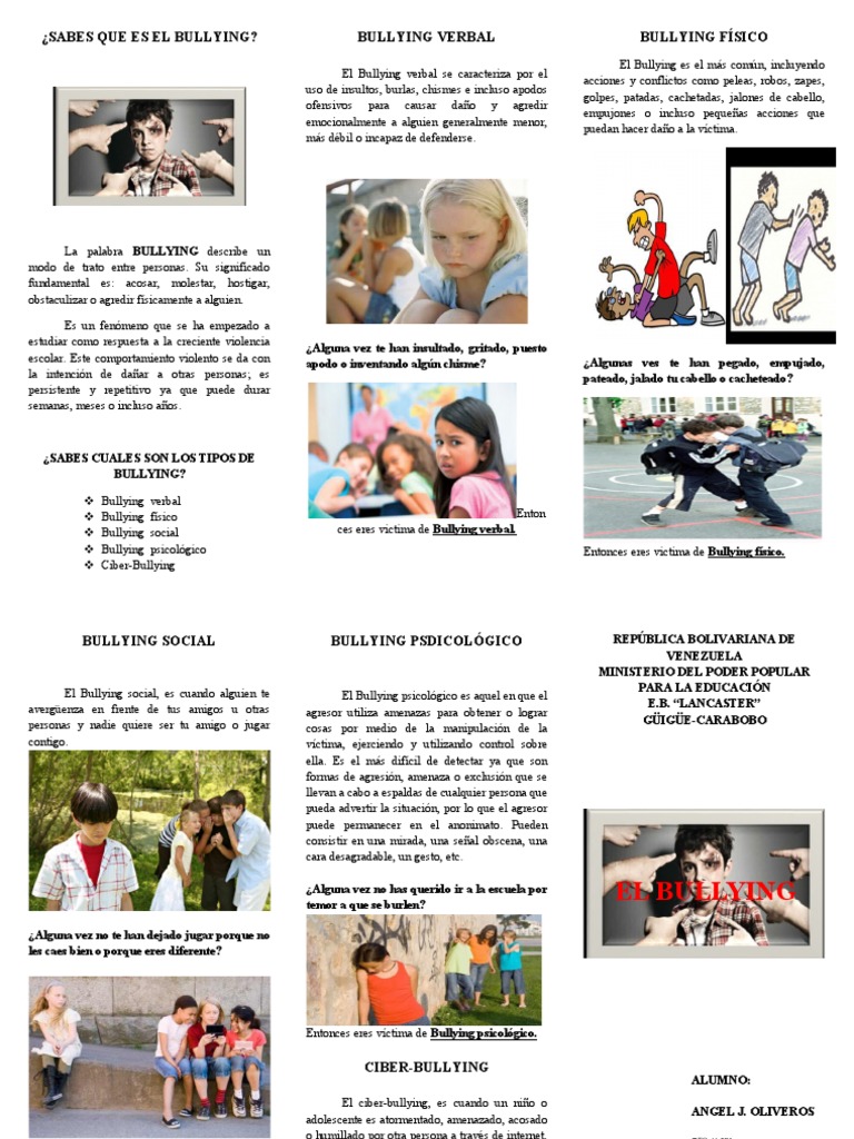 Triptico El Bullying | PDF | Comportamiento problemático | Violencia