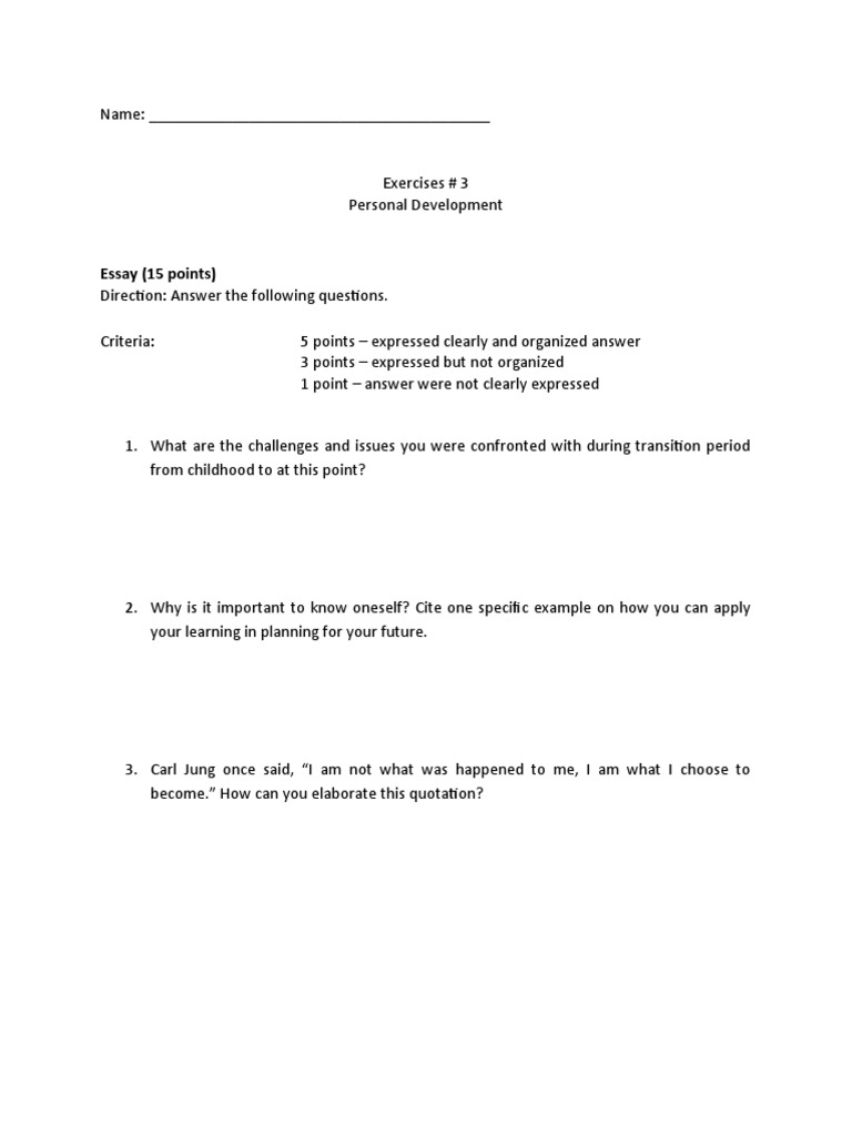 Personal Development Activity #3 | PDF | Career & Growth | Self-Improvement