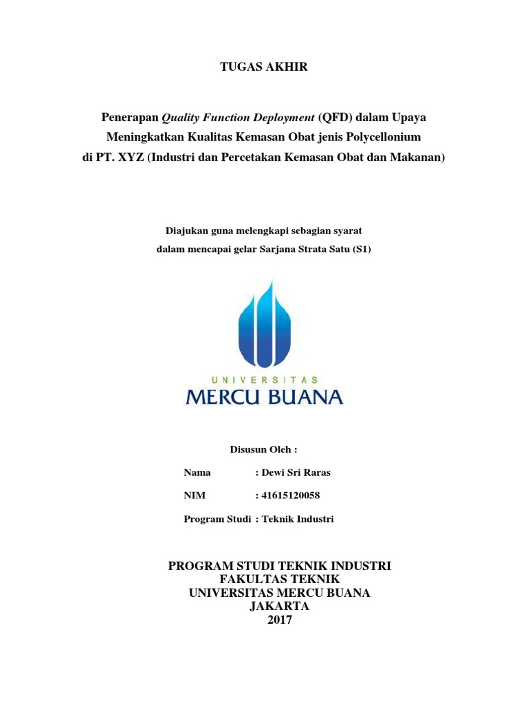 Penerapan Quality Function Deployment (QFD) Dalam Upaya PDF | PDF