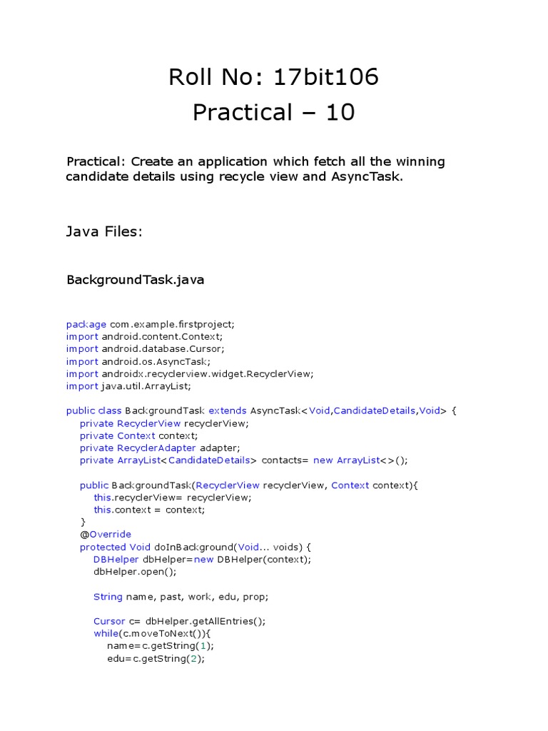 Roll No: 17bit106 Practical - 10: Java Files | PDF | Java (Programming ...