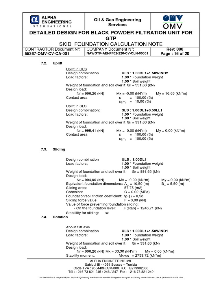 NAWGTP-AEI-PF02-220-CV-CLN-00001-000 Skid Foundation Calculation Note ...