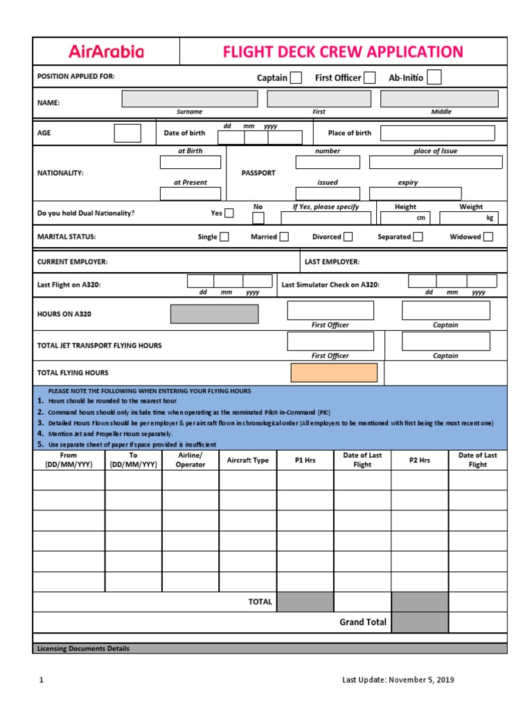 Flight Deck Crew Application: Captain First Officer Ab-Initio | PDF ...