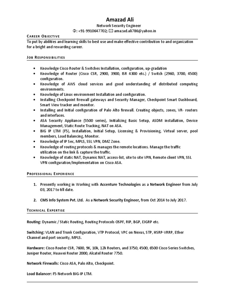 Network Security Engineer Resume | PDF | Virtual Private Network ...