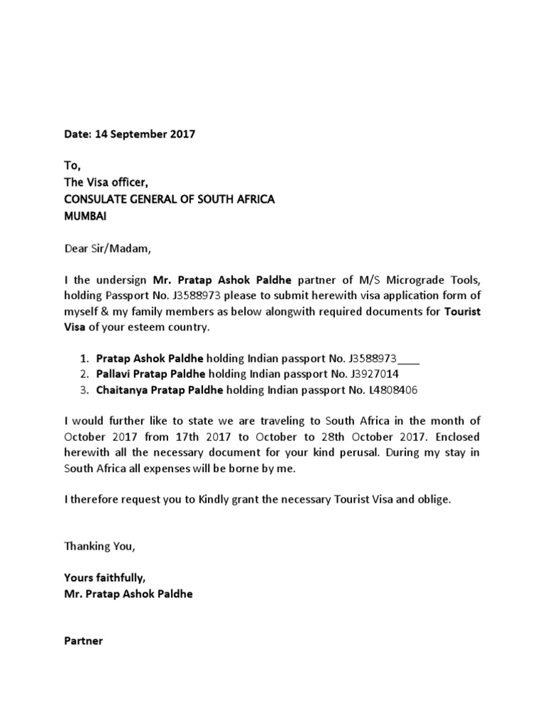Format Covering Letter For South Africa | PDF