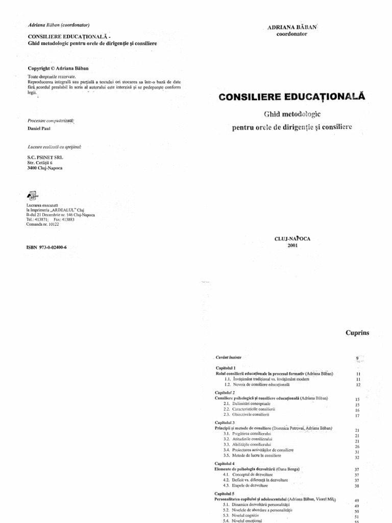 Baban - 2001 - Consiliere Educationala PDF | PDF