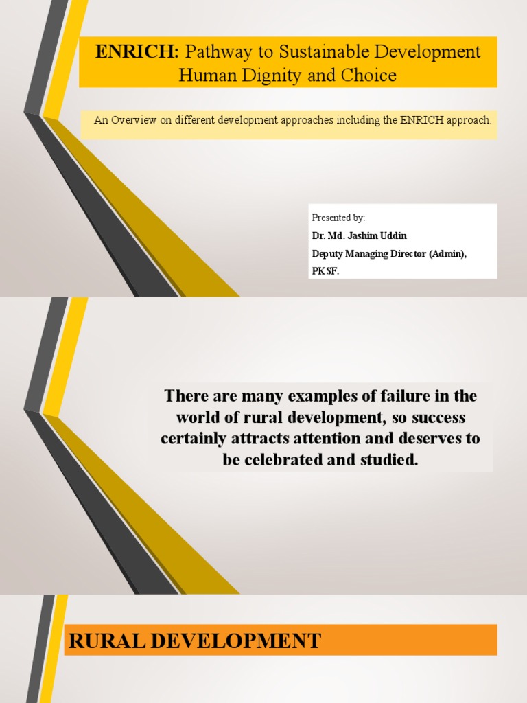 ENRICH: Pathway To Sustainable Development: Human Dignity and Choice ...