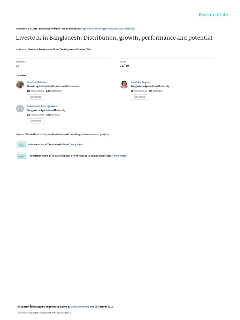 Livestock LRRD 2014 SR - Ismat - Alam PDF | PDF | Livestock | Economic ...