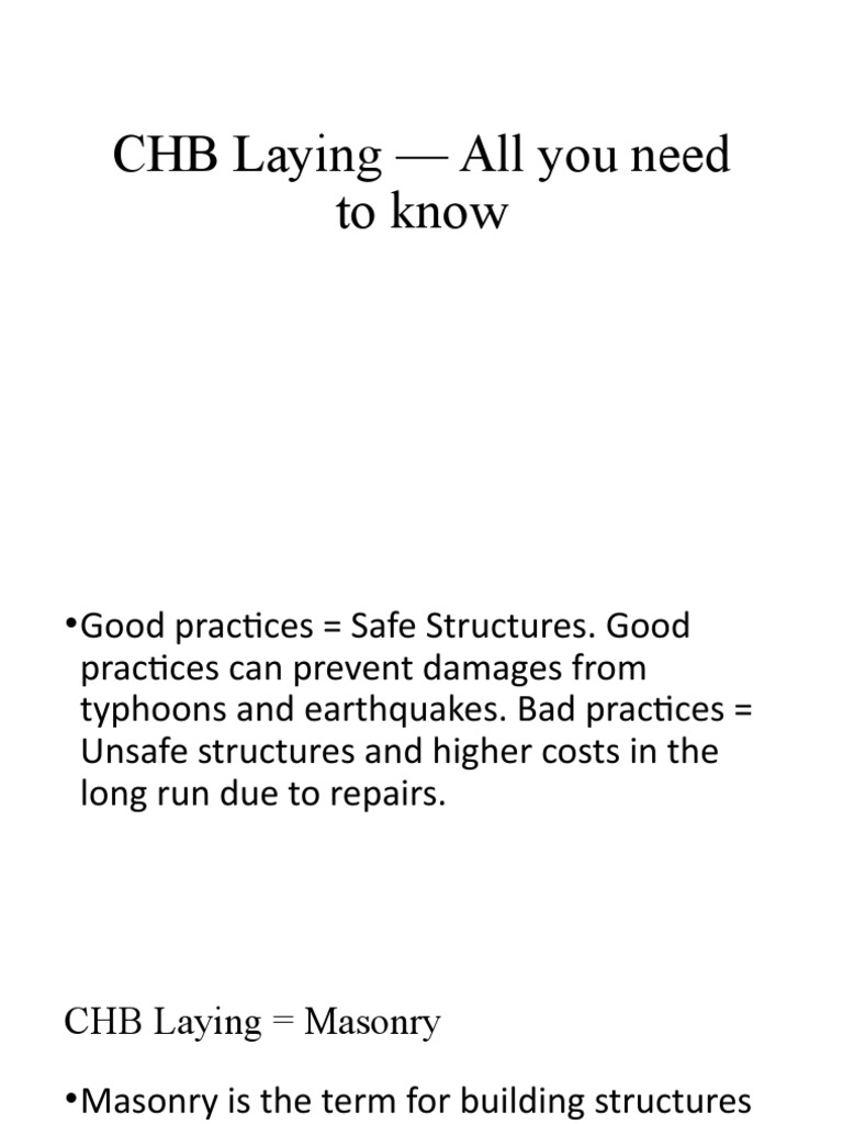CHB Laying: Types and Best Practices | PDF | Masonry | Brick