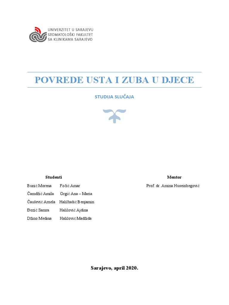 POVREDE USTA I ZUBA U DJECE Studija Slu - Aja | PDF