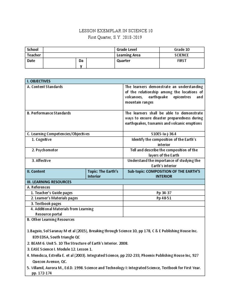 DLL-first-quarter Sci10 | PDF | Planetary Core | Structure Of The Earth