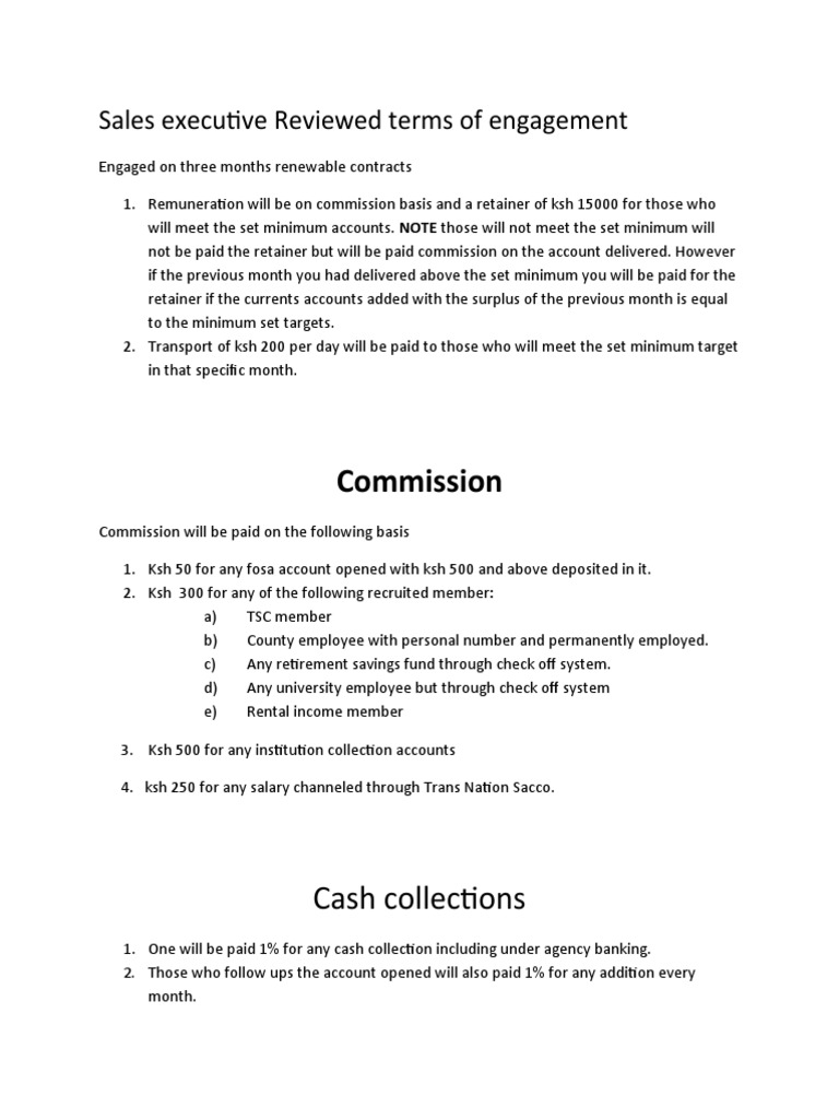 Commission: Sales Executive Reviewed Terms of Engagement | PDF