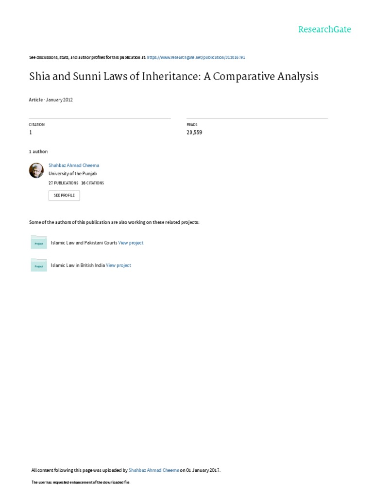 Shia and Sunni Laws of Inheritance A Comparative Analysis | PDF ...