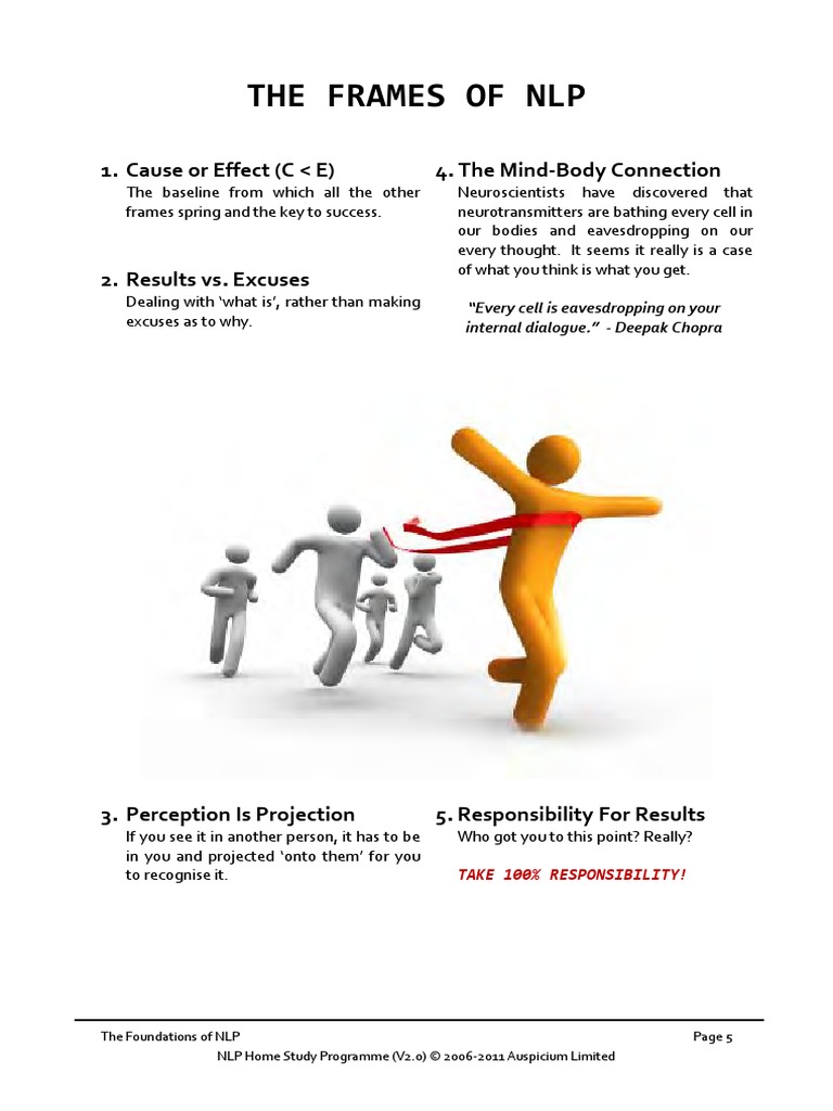 The Frames of NLP: 1. Cause or Effect (C E) 4. The Mind-Body Connection ...