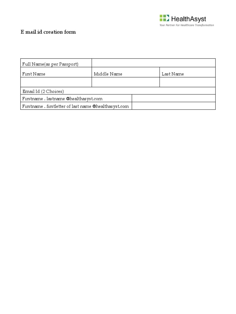 US-E-mail Id Creation Form | PDF