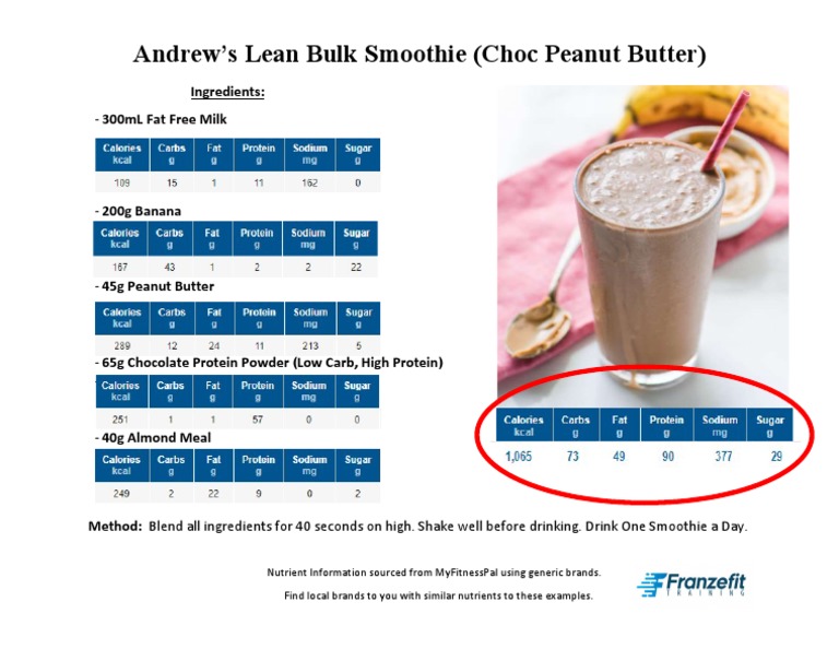 Lean Bulk Smoothie Recipe | PDF | Wellness