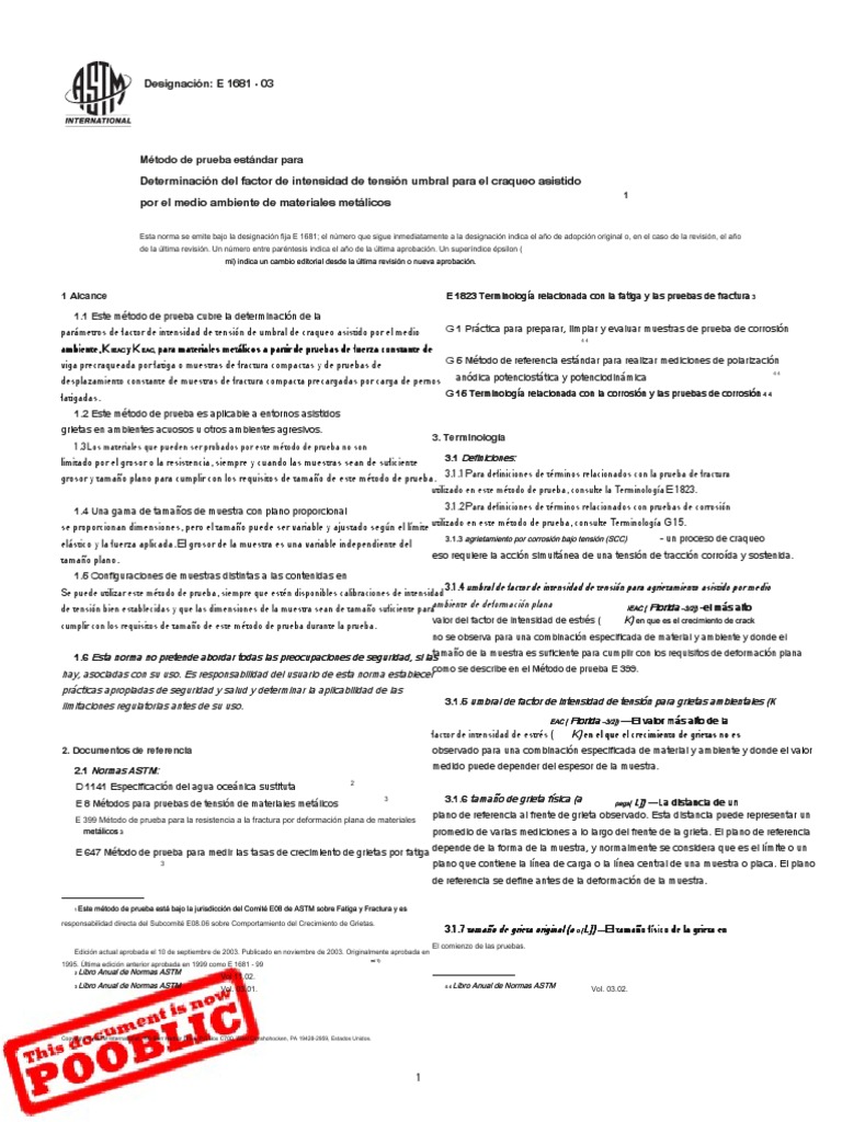 ASTM E1681 - 1 Español | PDF | Fatiga (material) | Elasticidad (Física)