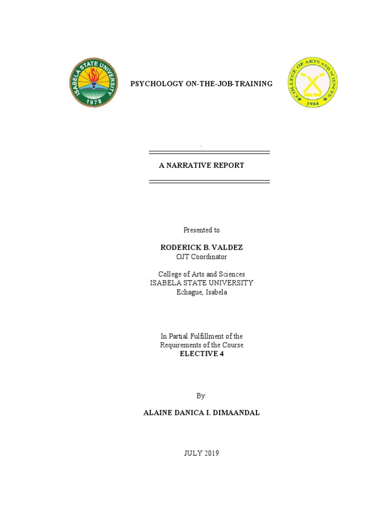 Ojt Narrative Report | PDF | School Counselor | Psychotherapy