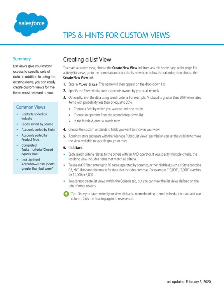 Salesforce Views Cheatsheet | PDF | Icon (Computing) | World Wide Web