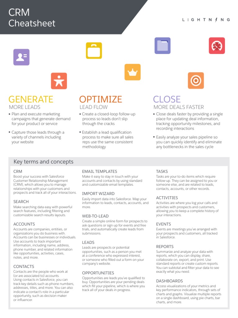 SF CRM Cheatsheet Web PDF | PDF | Customer Relationship Management ...