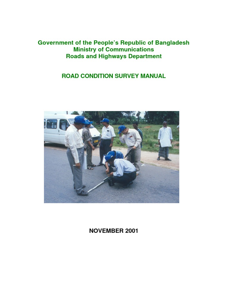 Road Condition Survey Manual 2001 | PDF | Road | Road Surface