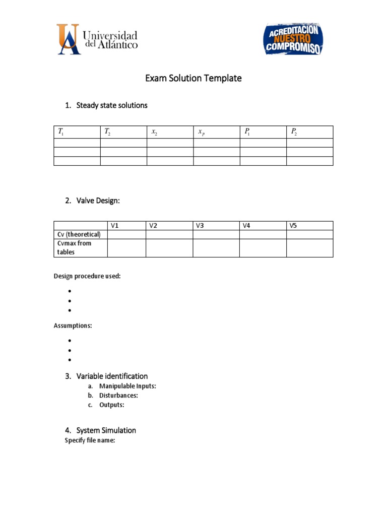 Exam Solution Template for Valve Design | PDF