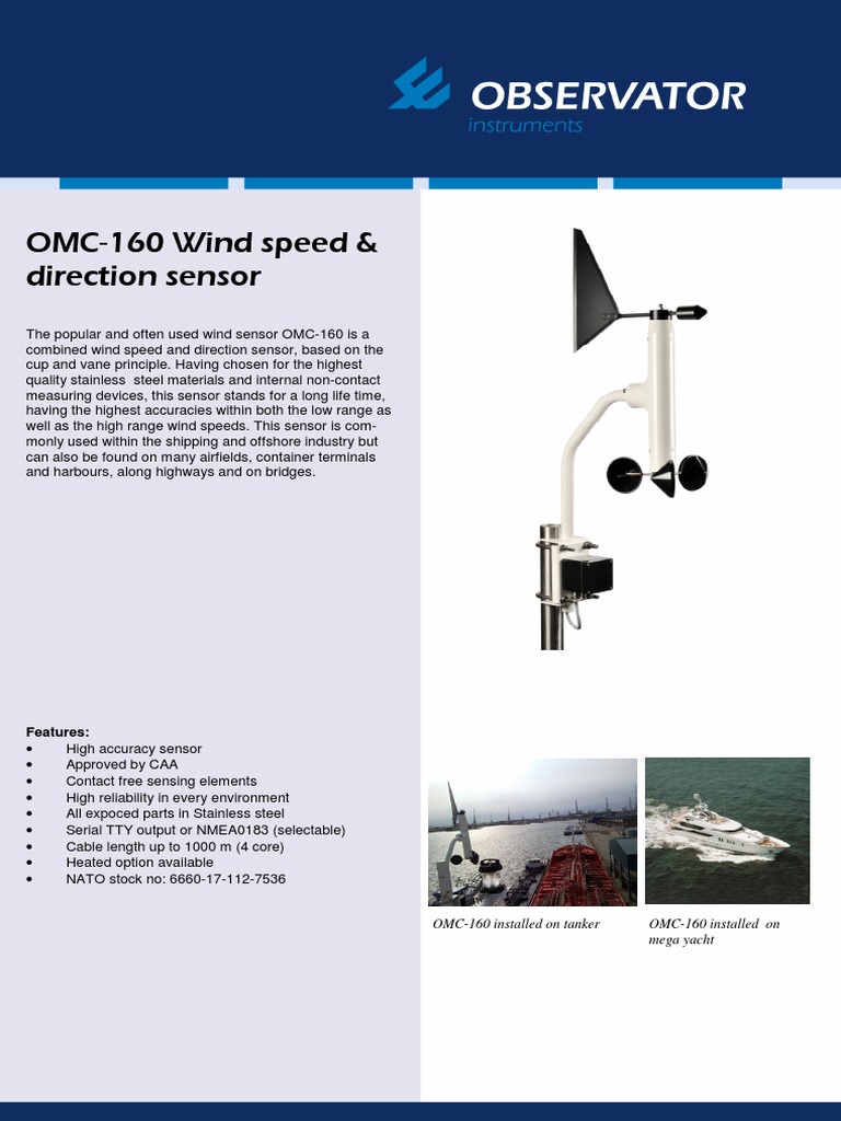 OMC-160 Wind Speed & Direction Sensor: Features | PDF | Sensor | Wound