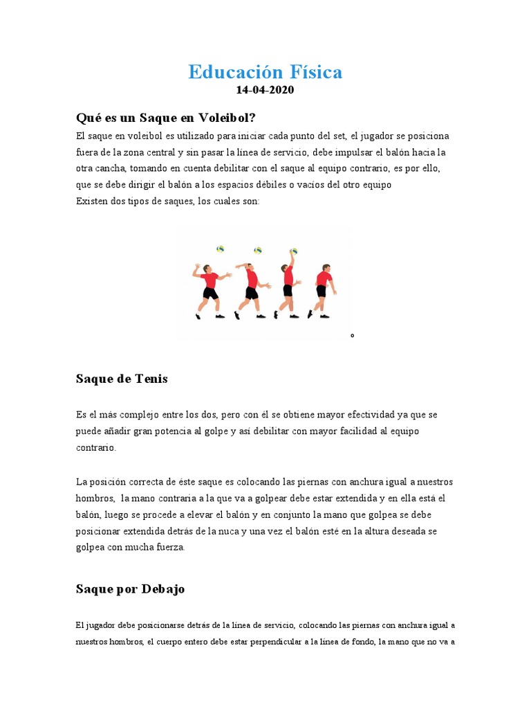 Voleibol Saque Remate Bloqueo 14-04-2020 | PDF | Vóleibol | Deportes