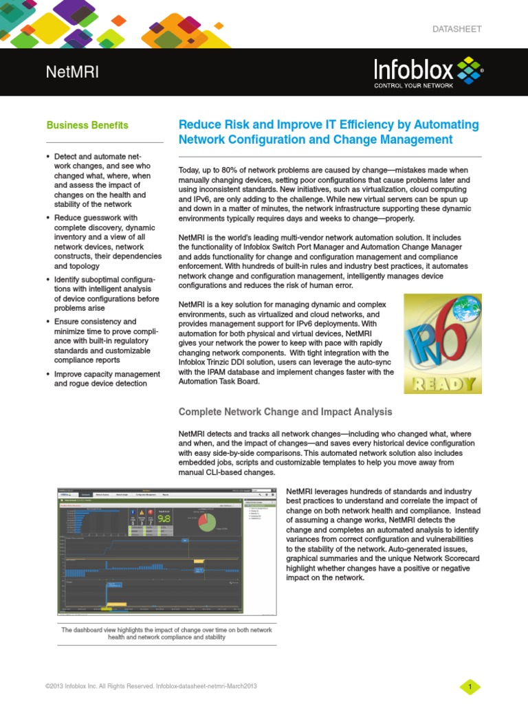 Infoblox Datasheet Netmri | PDF | Automation | Computer Network