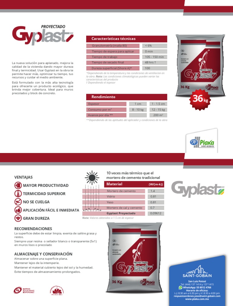 Gyproc Gyplast Proyectado PDF | PDF | Cemento | Materiales de construcción
