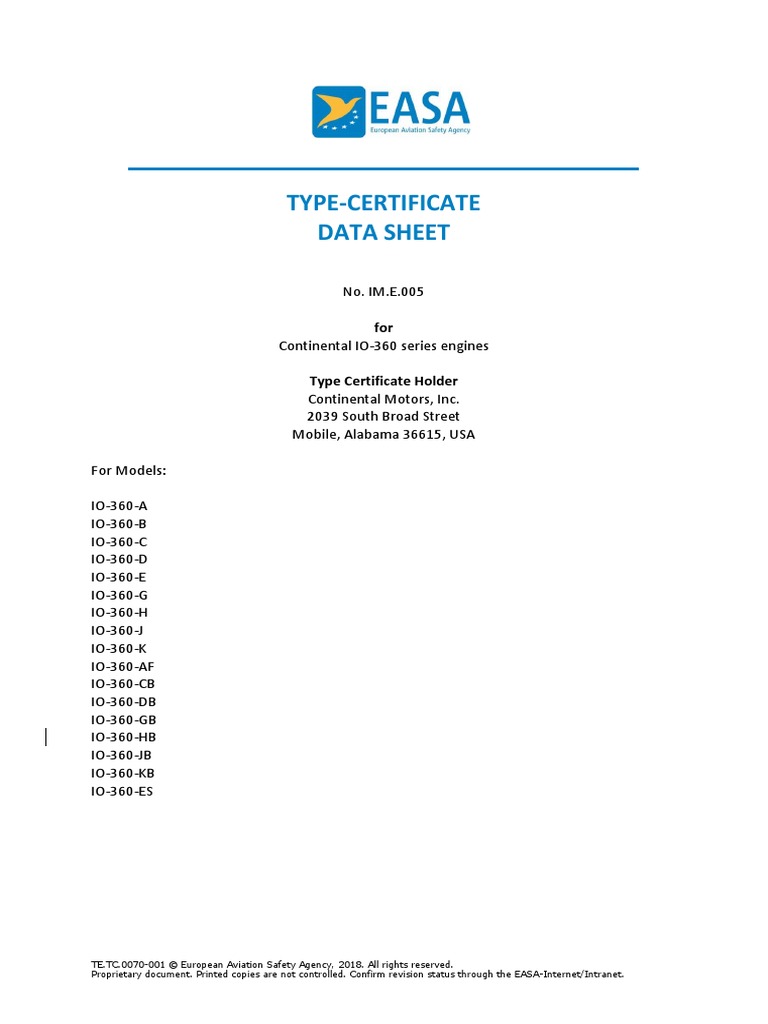 Type-Certificate Data Sheet | PDF | Engines | Machines