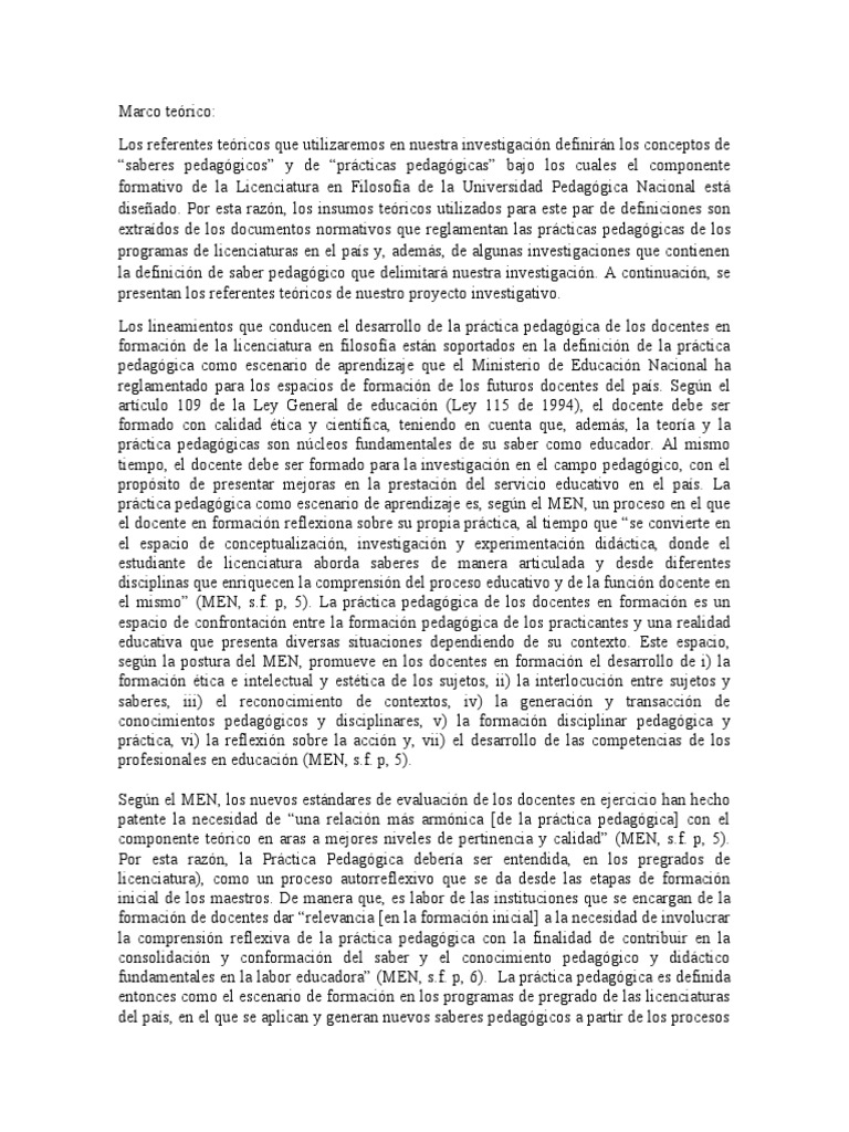 Estructura del Marco Teórico Educativo | PDF | Pedagogía | Maestros